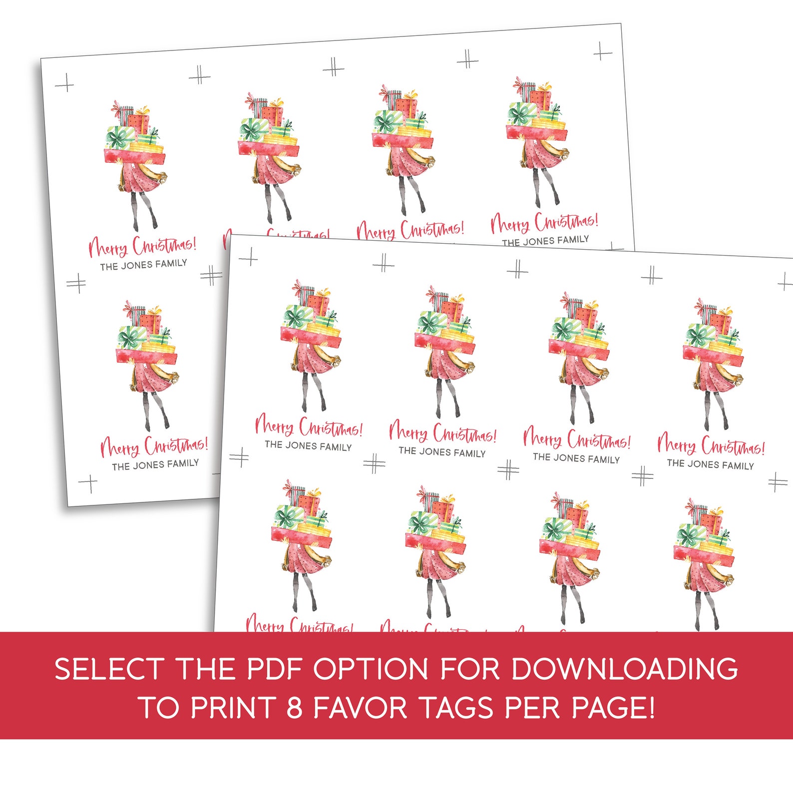 Editable Merry Christmas Happy Holidays Gift Tag Favor Tag - Etsy