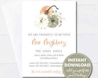 Welcome to the Neighborhood Printable Card Neighbor (Download Now) - Etsy