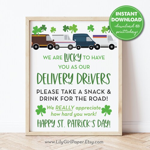 Delivery Driver Snack & Drink Sign Mail Carrier Packages - Etsy