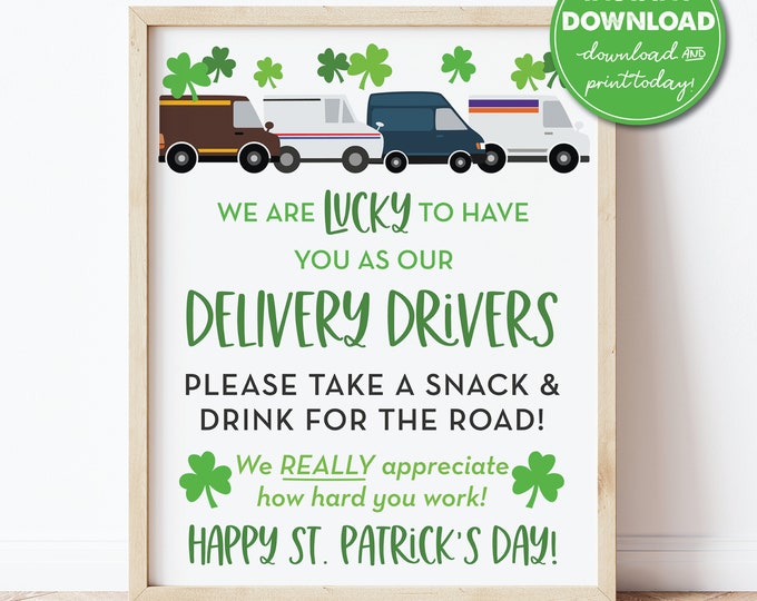 Printable Delivery Driver Snack Sign, Mail Carrier, Package Delivery ...