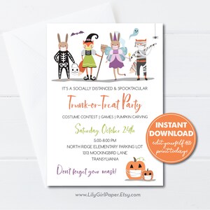 Editable Halloween Socially Distanced Trunk or Treat Party Invitation ...