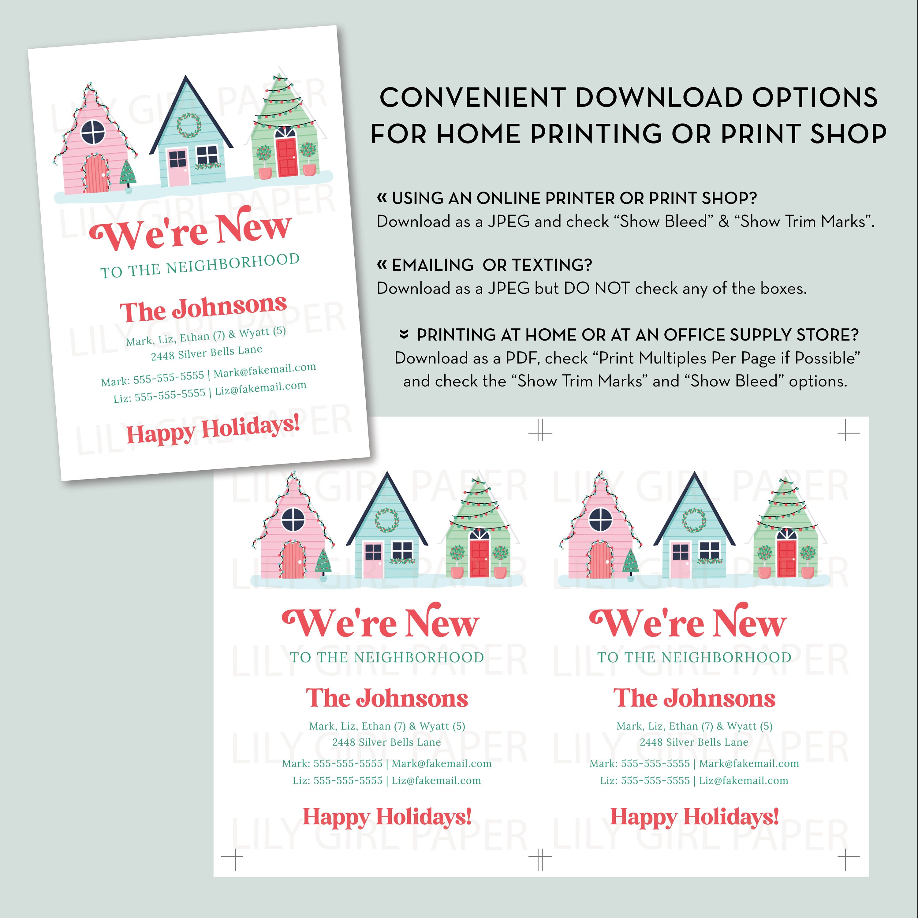 Editable Christmas, Winter We're New to the Neighborhood Cards ...