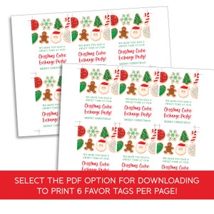 Editable Christmas Cookie Exchange Party Favor Tag, Cookie Swap ...
