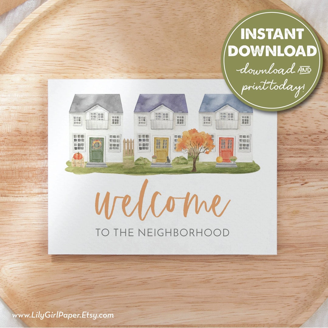 Welcome to the Neighborhood Cards, Neighbor Housewarming Gift, Fall ...