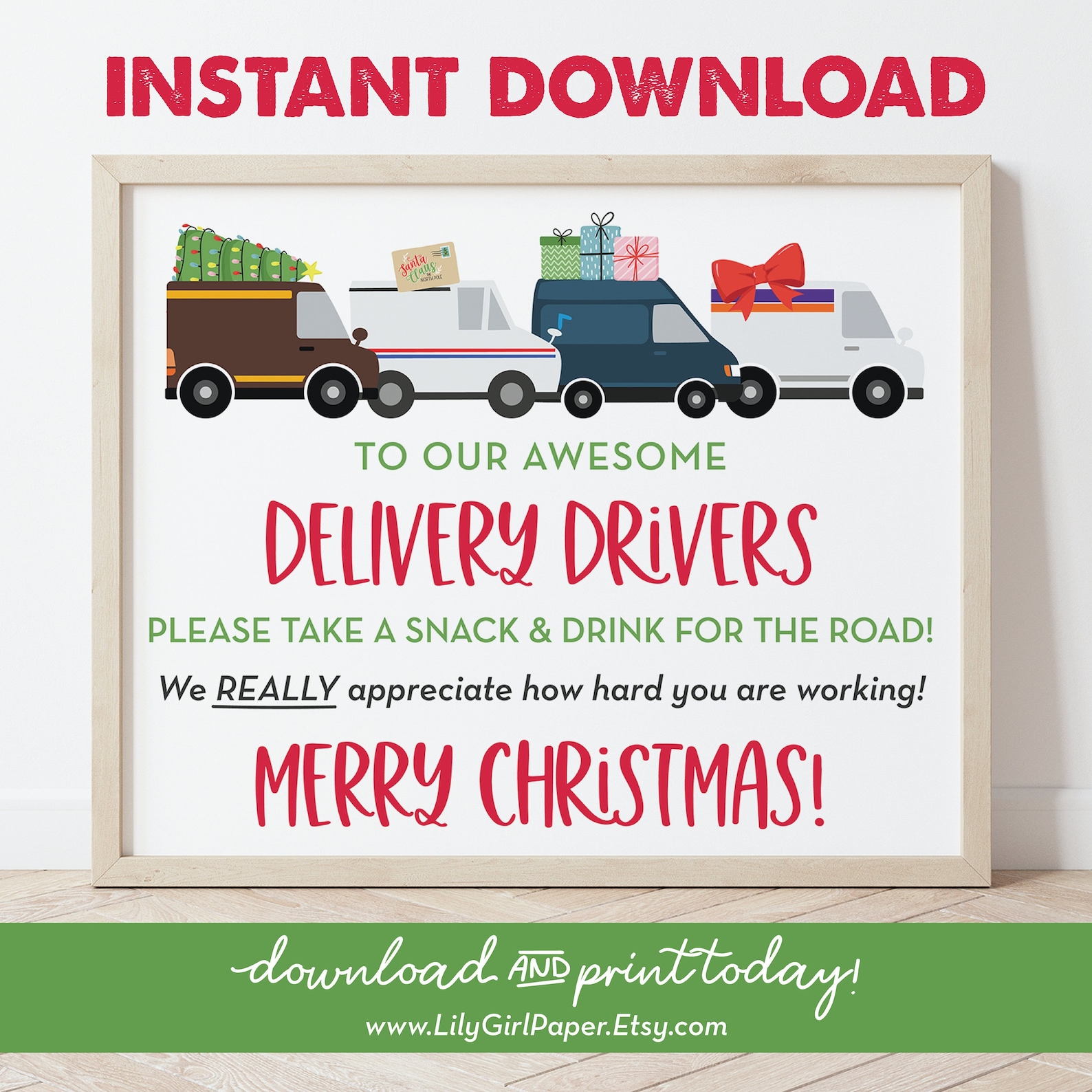 Christmas Delivery Driver Snack & Drink Sign Christmas - Etsy