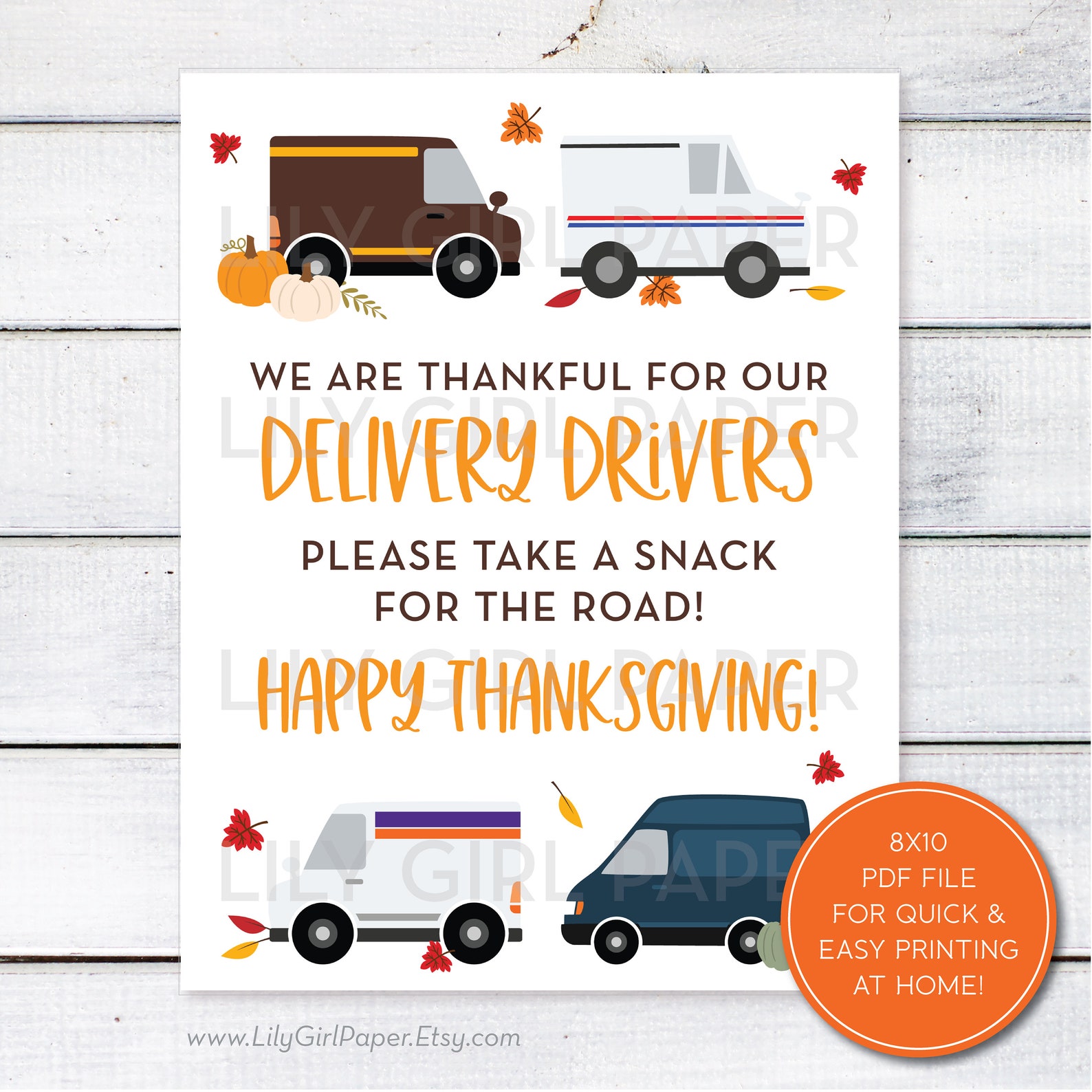 Delivery Driver Snack Sign Thanksgiving Thankful for You - Etsy