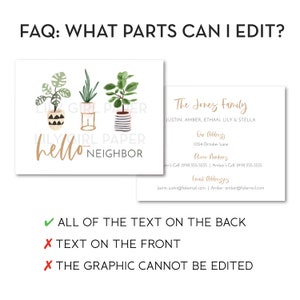 Editable Hello Neighbor Contact Information Cards, Instant Download ...