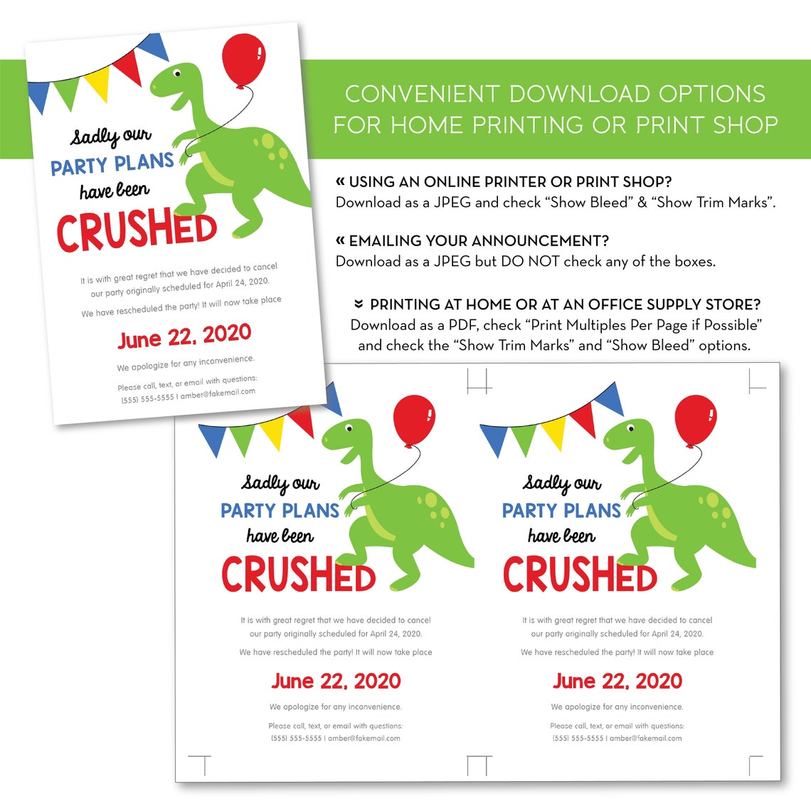 Editable New Party Plan Announcement Template Postponed - Etsy