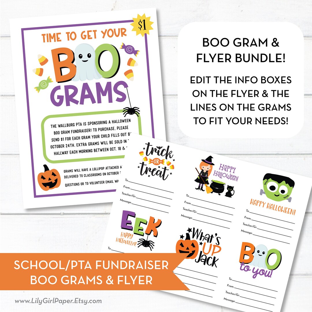 Editable Halloween Candy Grams, Boo Grams and Flyer, INSTANT Download ...