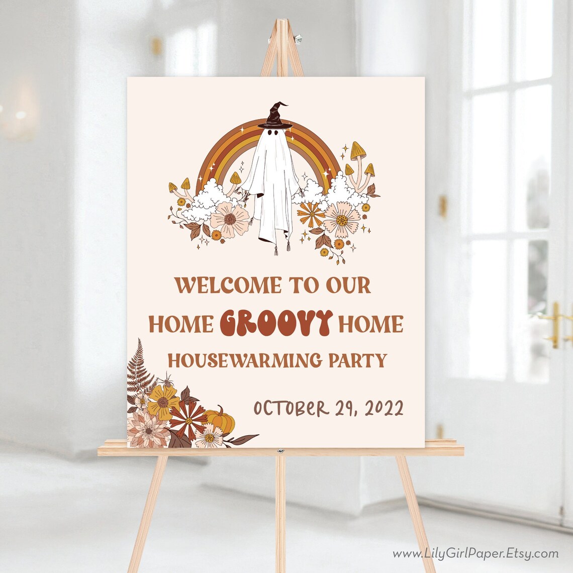 Editable Home Groovy Home Housewarming Party Welcome Sign - Etsy