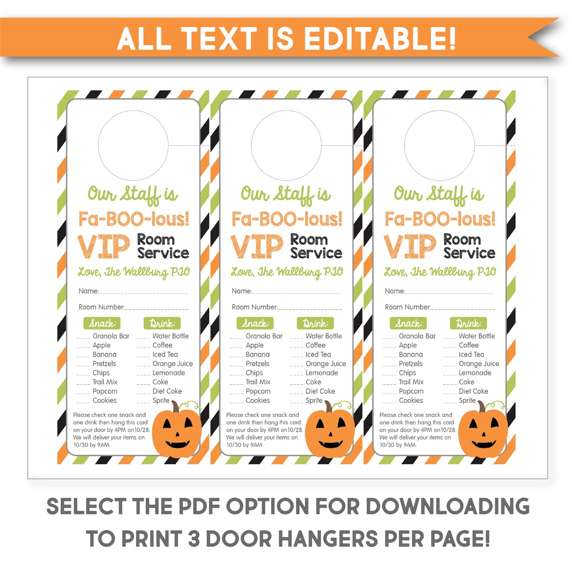Editable Teacher & Staff Appreciation Printable Halloween Room | Etsy