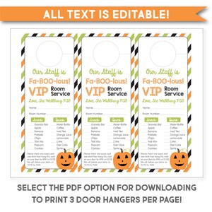 Editable Teacher & Staff Appreciation Printable Halloween Room Service ...