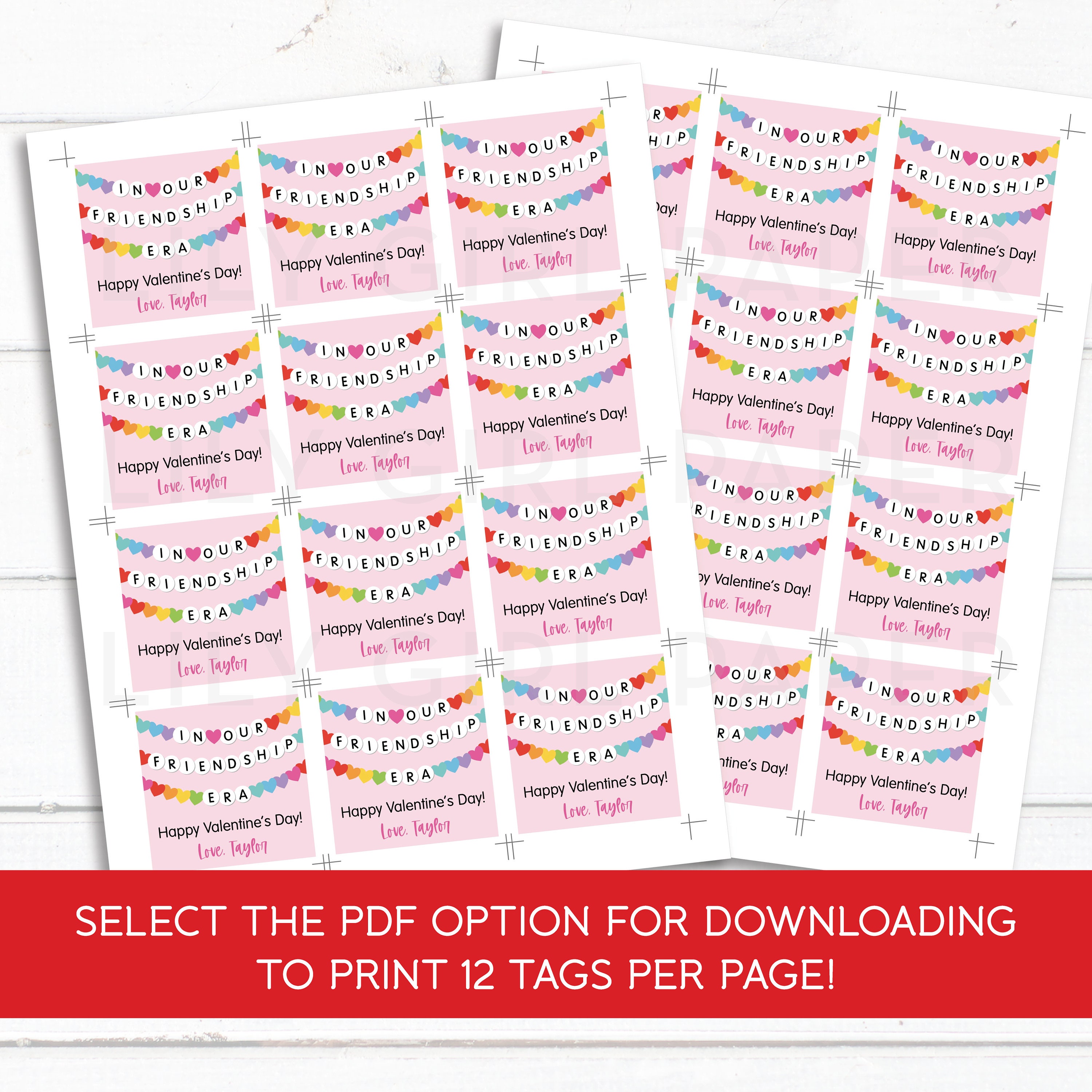 In Our Friendship Era Valentine Cards, Editable Friend Bracelet Tags ...