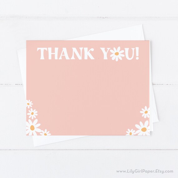Groovy Girl Thank You Card, Stationery, One Groovy Birthday, Two Groovy ...