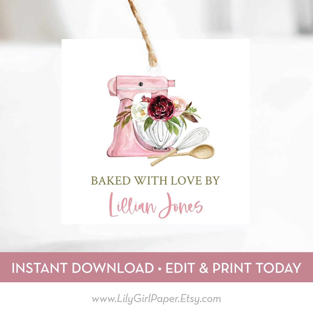 Editable, Personalized Baked With Love Gift Tag, Baked Goods ...