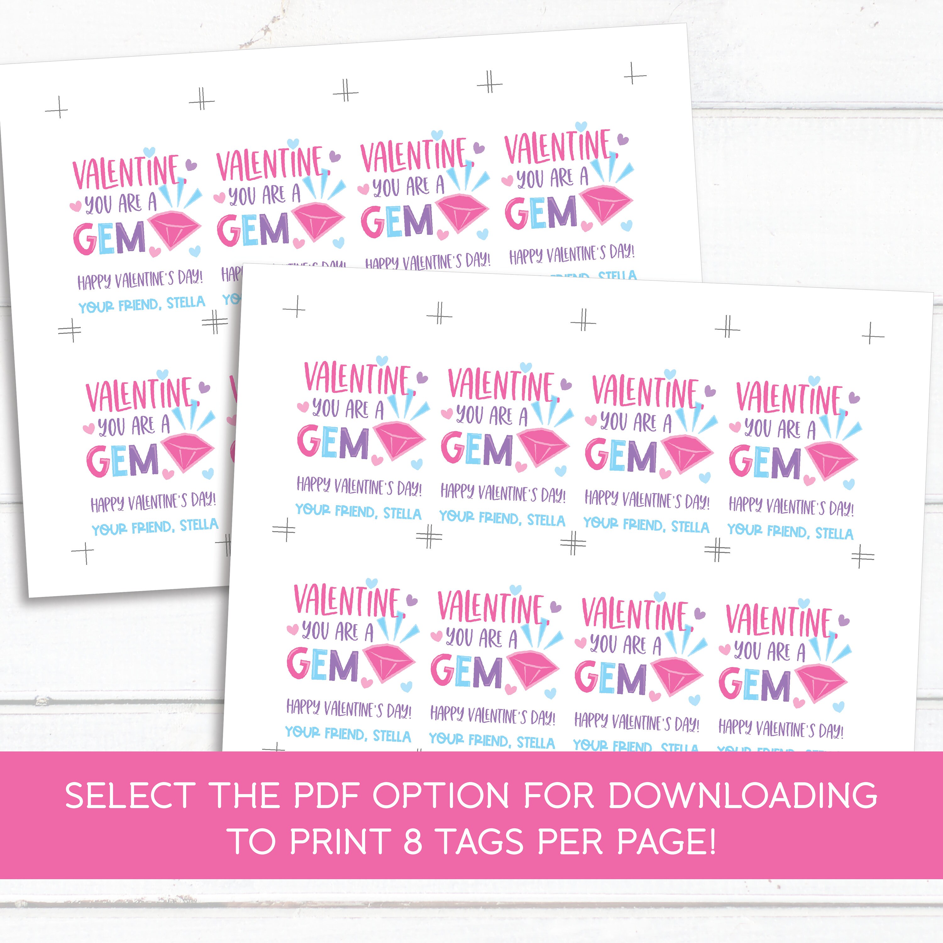 Editable You Are A Gem Valentine Cards, Ring Pop Valentine's Tag, Class ...