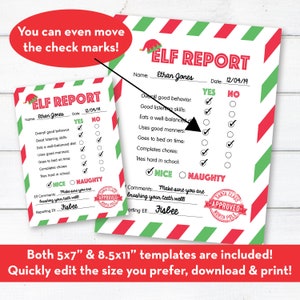 Editable Elf Report Card, INSTANT DOWNLOAD! Christmas Elf Behavior ...