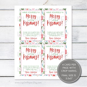 Editable Merry Kissmas Lip Balm Holder Cards, Christmas Gift, Chapstick ...