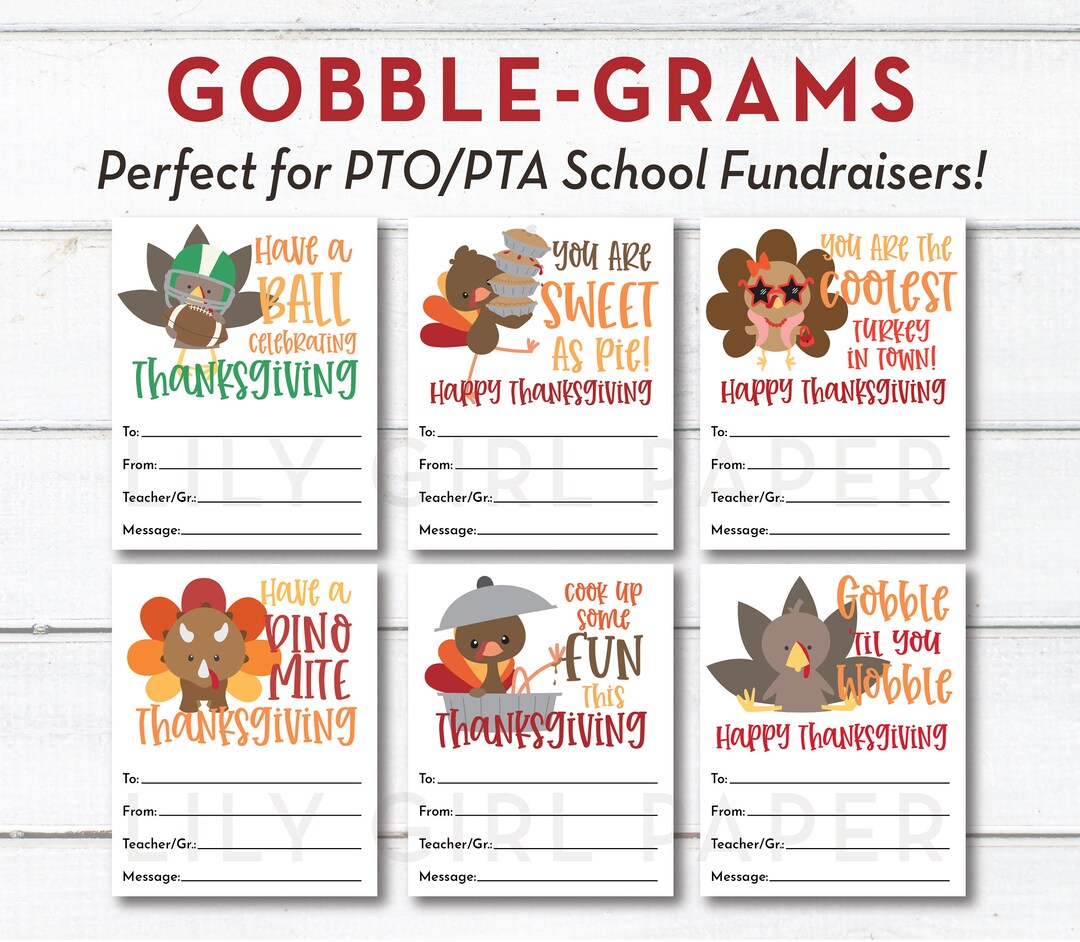Editable Thanksgiving Gobble Grams, Candy Grams, INSTANT Download, PTA ...