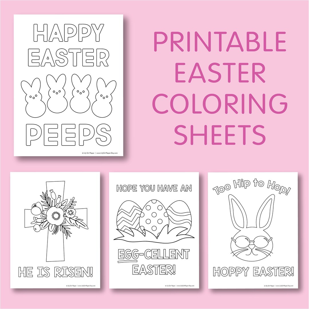 PRINTABLE Easter Coloring Sheets, Set of 4, Kids Activities for Staying ...