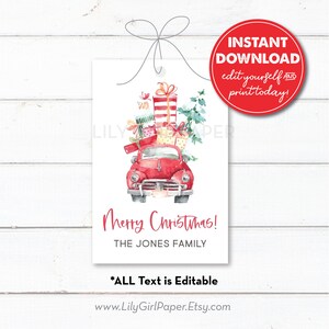 Editable Happy Holidays, Merry Christmas Gift Tag, Favor Tag, ALL Text ...