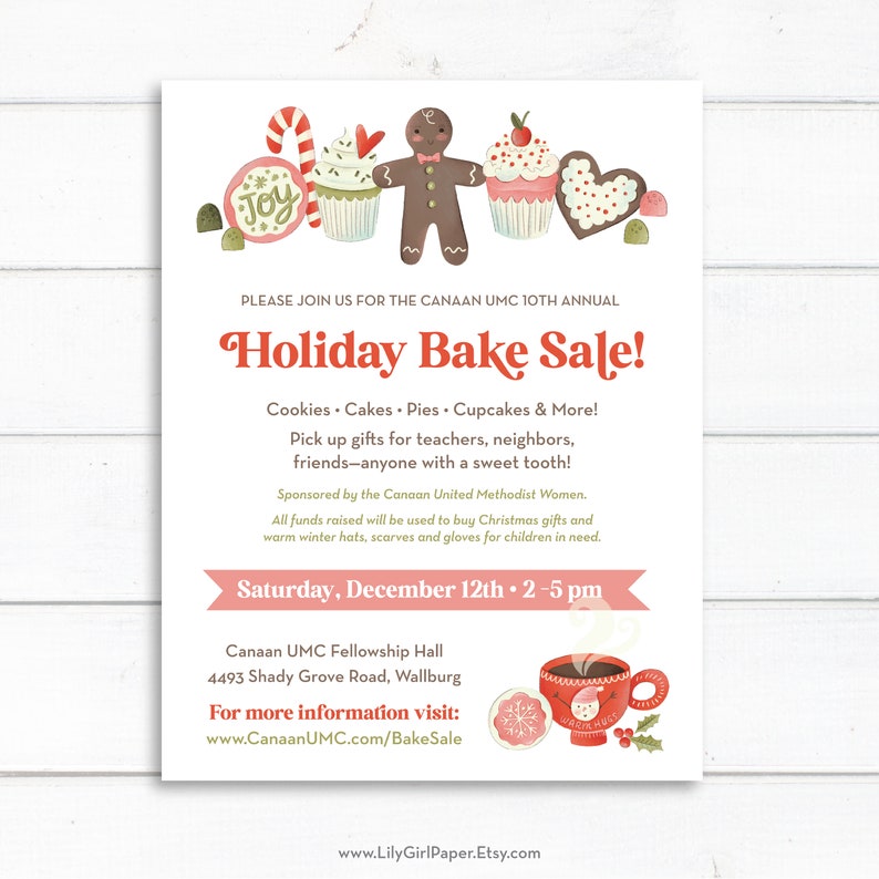 Editable Holiday Bake Sale Flyer Template Christmas Event - Etsy