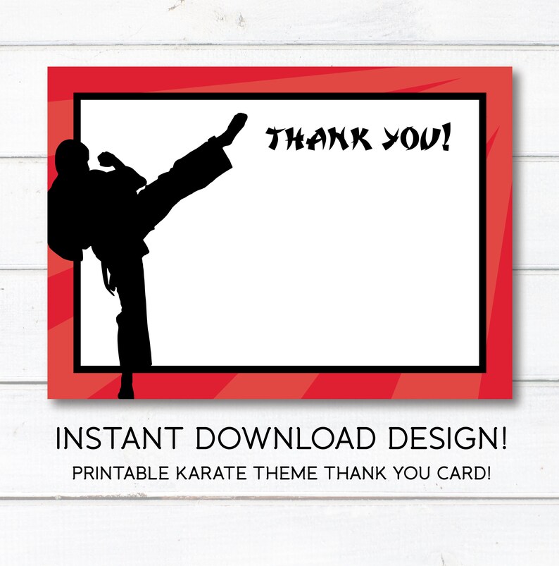 Karate Tae Kwon Do Martial Arts Thank You Card Instant | Etsy