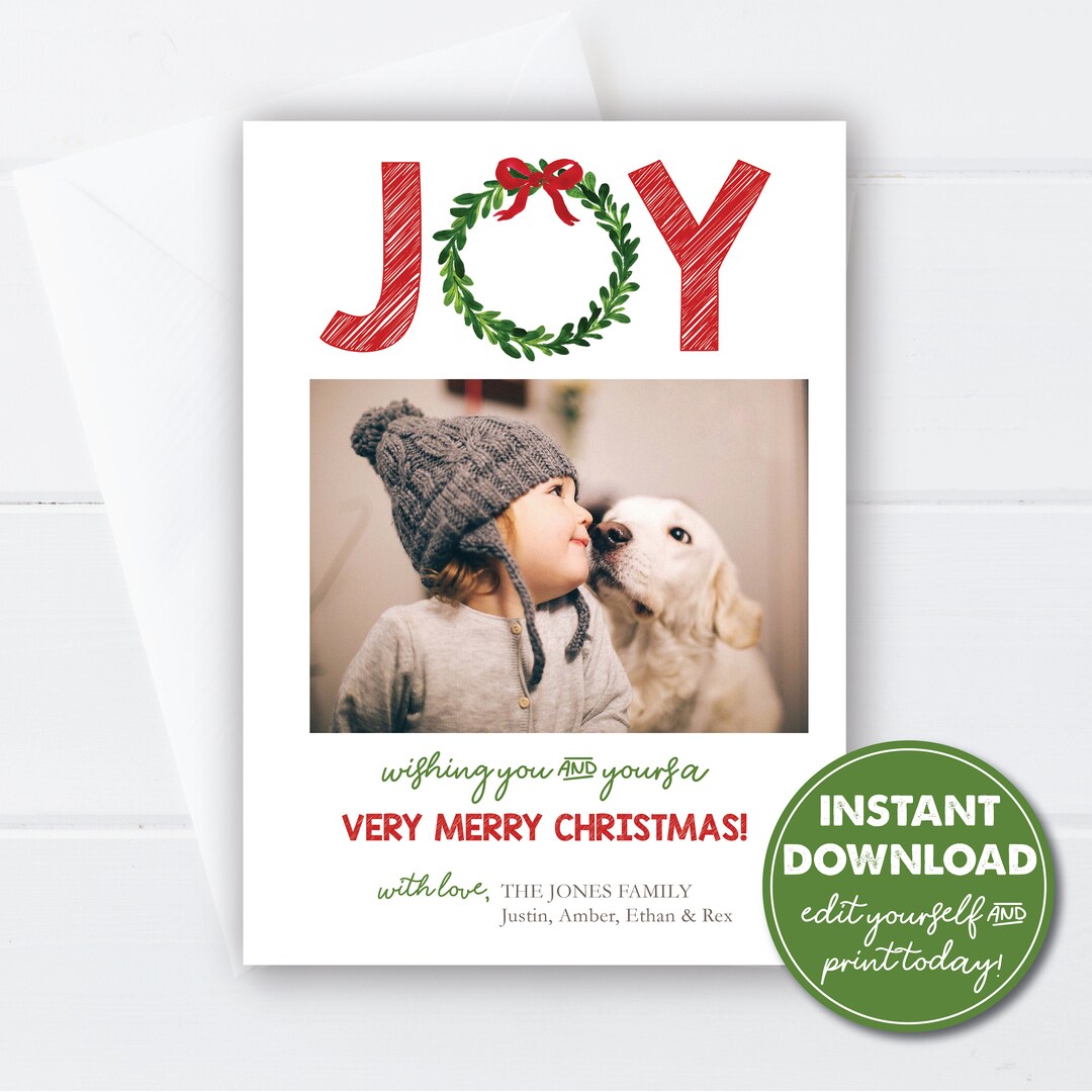 Editable Photo Holiday, Christmas Card Template, INSTANT DOWNLOAD ...