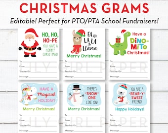 Blue & Green Christmas Candy Gram School Fundraiser Template - Etsy