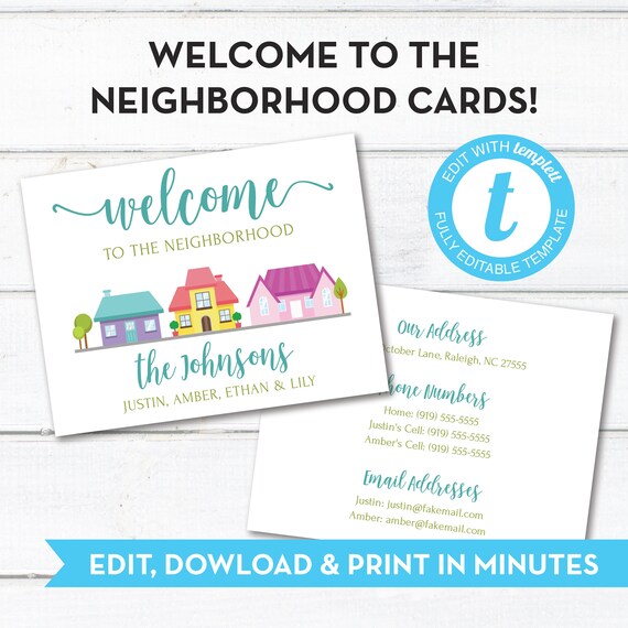 Editable Welcome to the neighborhood cards, Instant Download, New ...