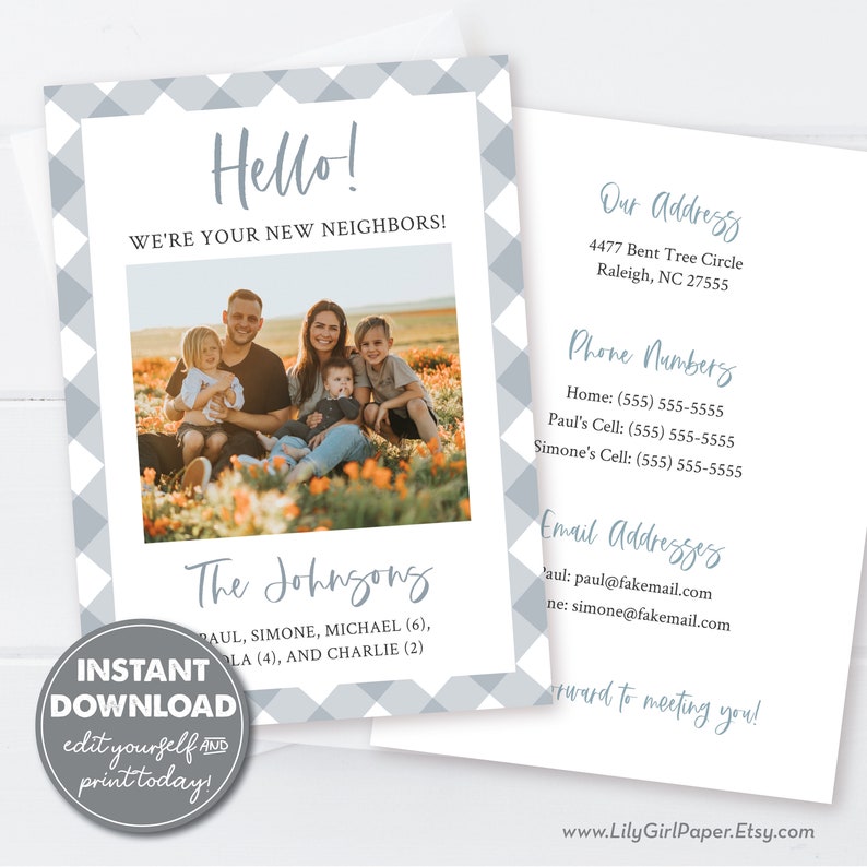 Editable We're Your New Neighbors Photo Card Template - Etsy