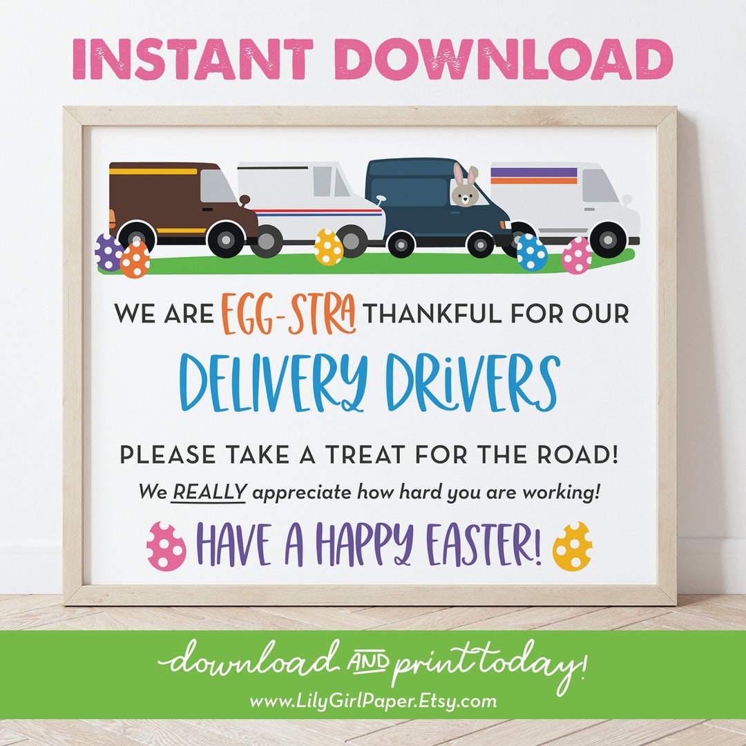 Happy Easter Delivery Driver Thank You Treat Sign, Egg-stra Thankful ...