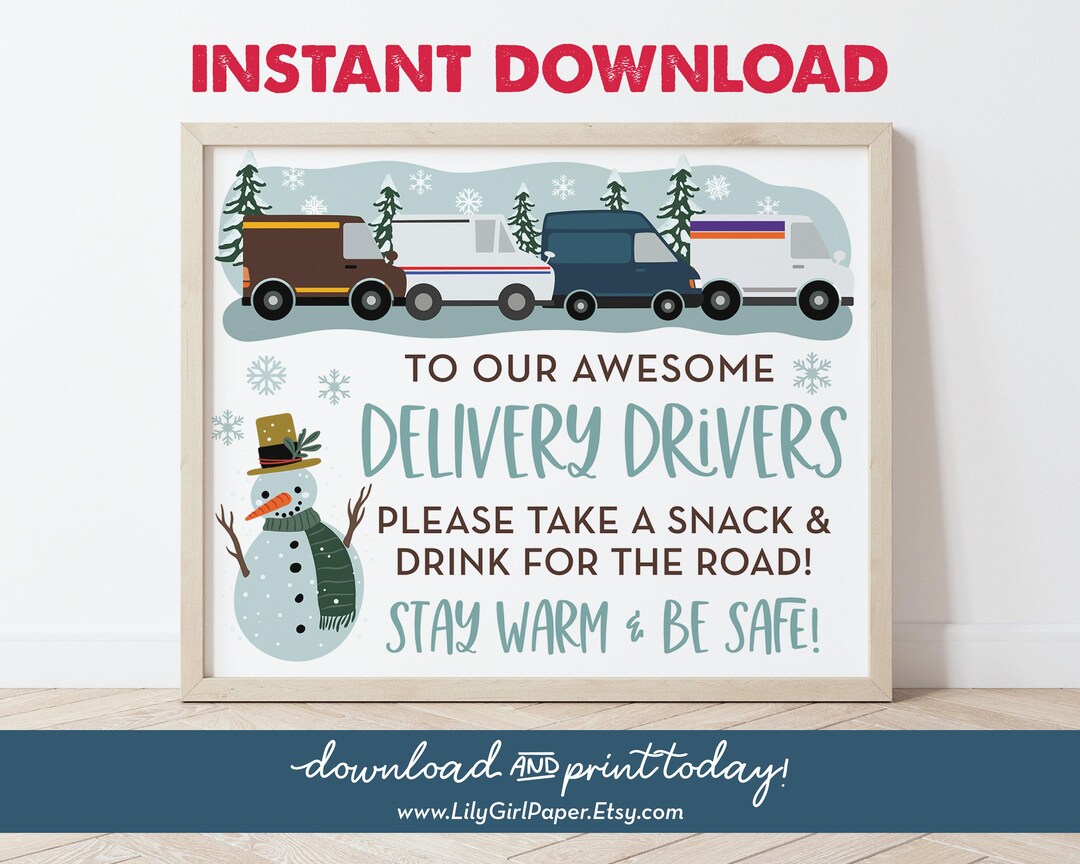 Delivery Driver Snack & Drink Sign, Winter, Snowman, Thankful for You ...