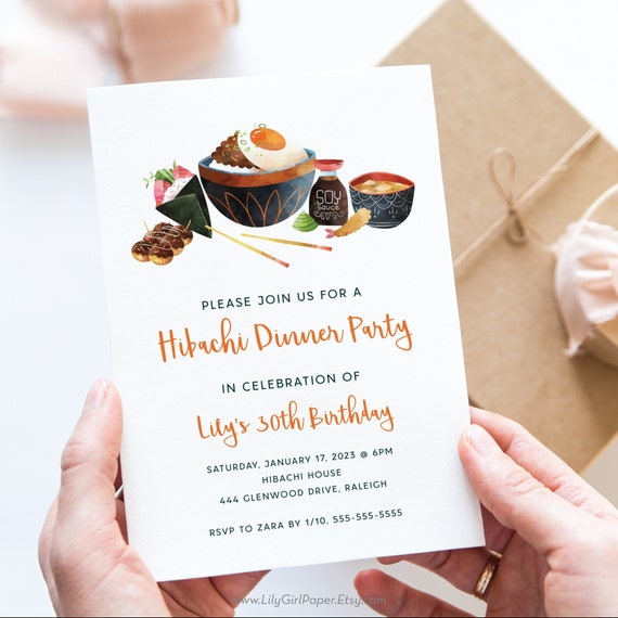 Editable Hibachi Birthday Dinner Party Invitation, INSTANT DOWNLOAD ...