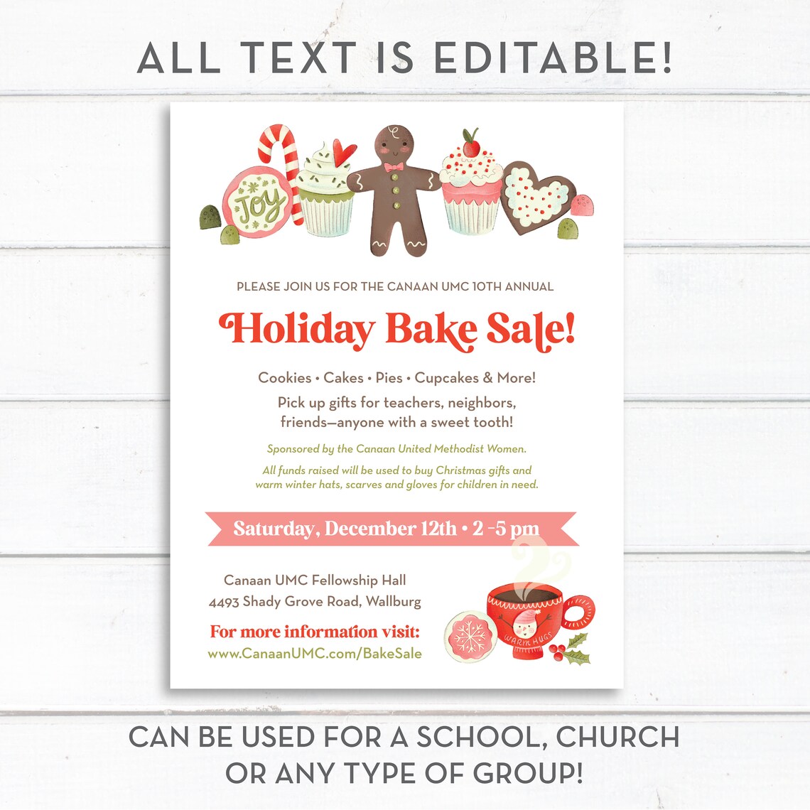 Editable Holiday Bake Sale Flyer Template Christmas Event - Etsy