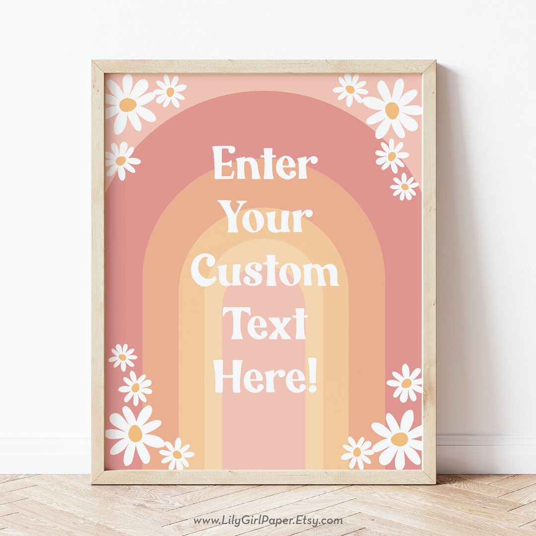 Editable Groovy Birthday Sign: Retro Daisy Party Decor (8x10" Printable ...