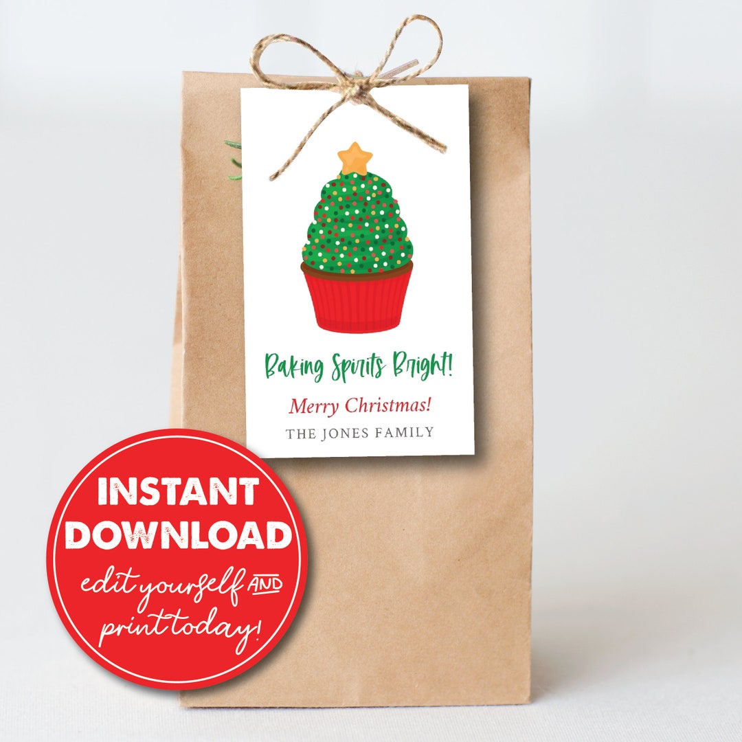 Editable Christmas Baking Gift Tag Favor Tag Baking Spirits - Etsy