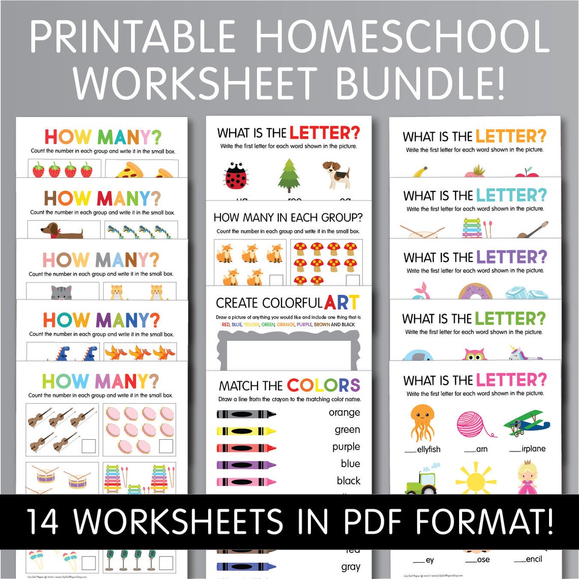 PRINTABLE Mega Bundle 14 Home School Worksheets Preschool - Etsy
