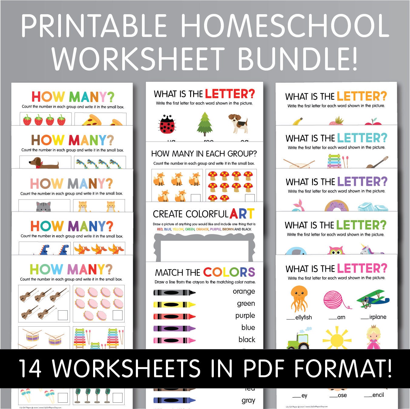 PRINTABLE Mega Bundle 14 Home School Worksheets Preschool | Etsy