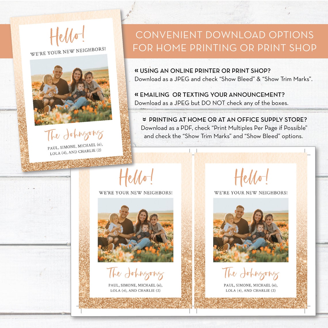 Editable We're Your New Neighbors Photo Card Template - Etsy