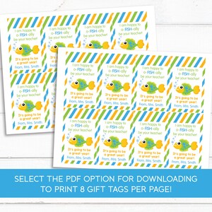 Editable Back to School Goldfish Treat Bag Tag, Teacher Gift to ...