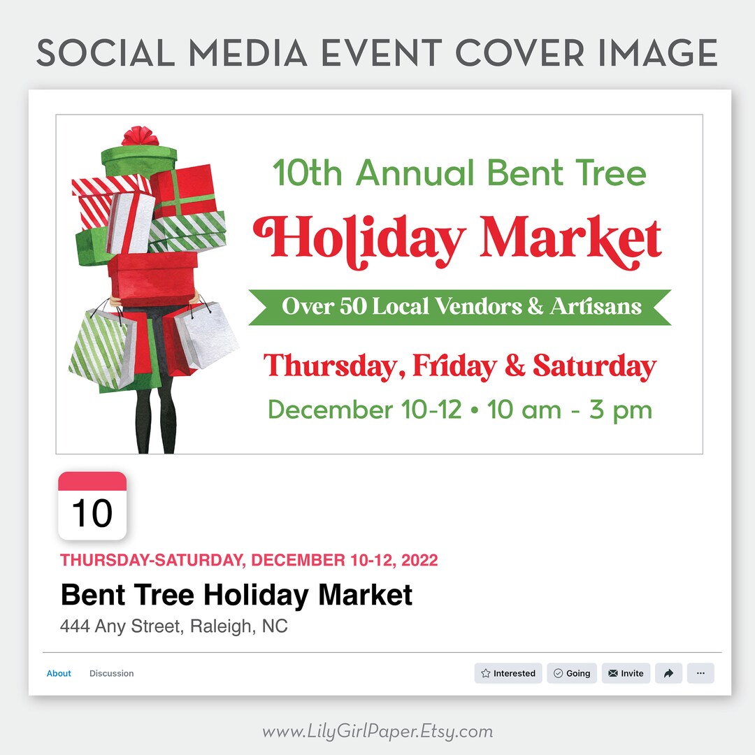 Holiday Market Social Media Event Cover Image, Editable Template ...