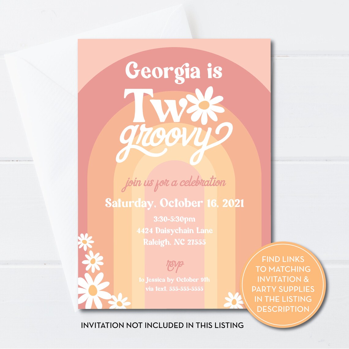 DIGITAL Two Groovy Girl's 2nd Birthday Cupcake Toppers | Etsy