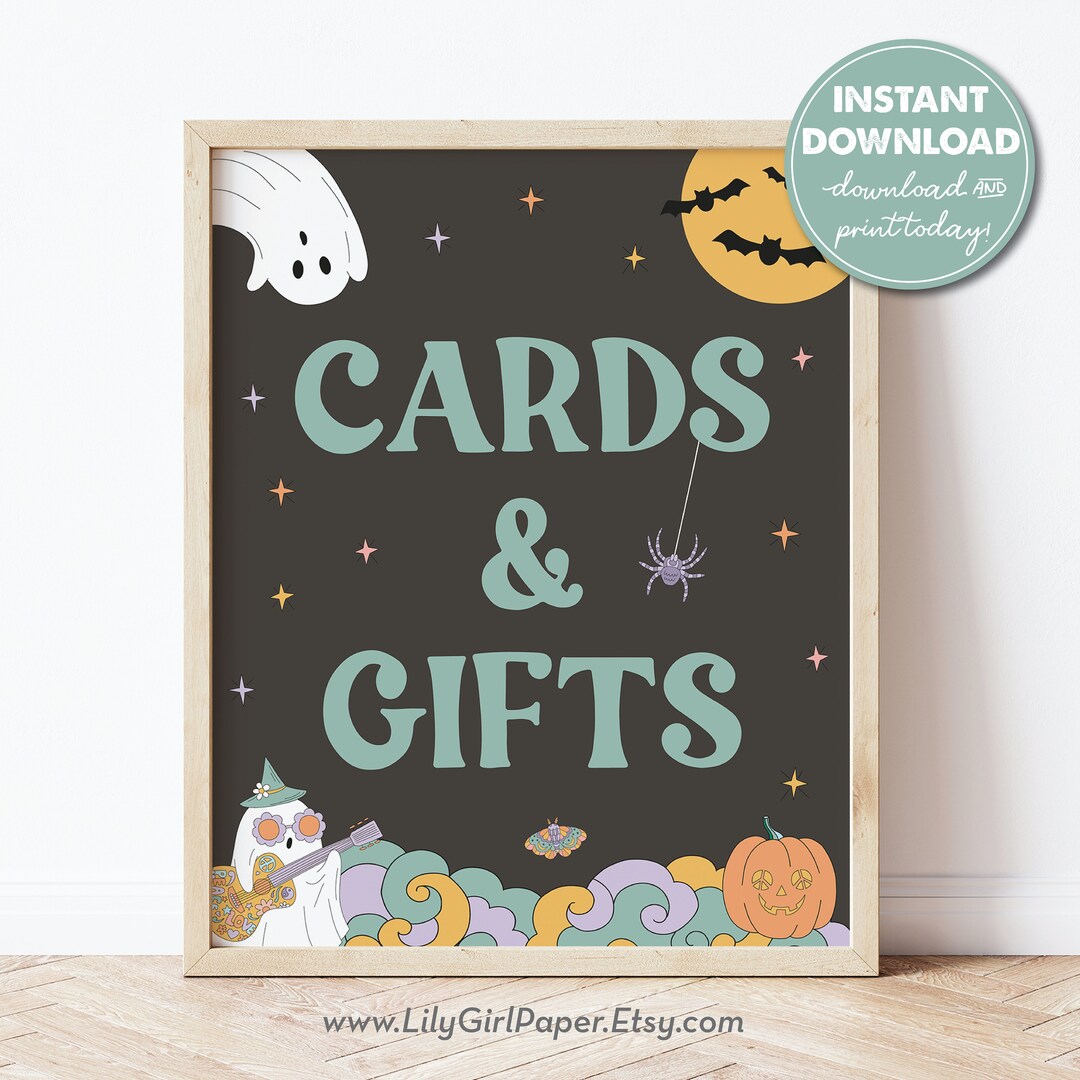 INSTANT DOWNLOAD Groovy, Spooky Halloween Birthday, Cards & Gifts 8x10 ...