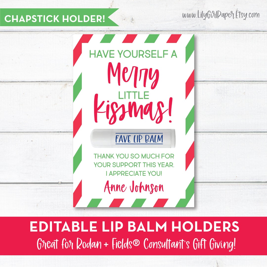 Editable Merry Kissmas Lip Balm Holder Cards, Christmas Gift, Chapstick ...