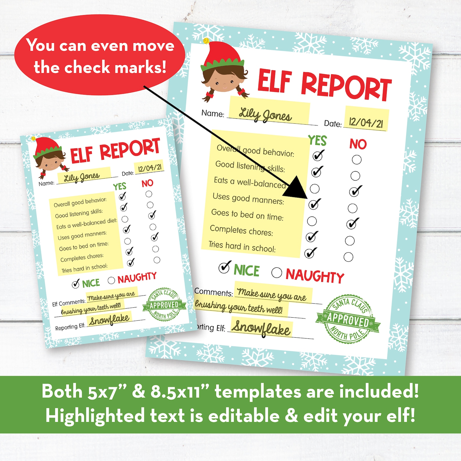 Editable Elf Report Card INSTANT DOWNLOAD Christmas Elf - Etsy