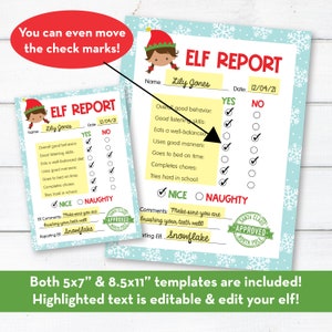 Editable Elf Report Card, INSTANT DOWNLOAD! Christmas Elf Behavior ...