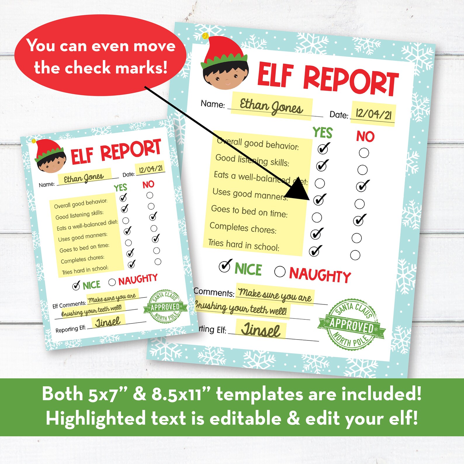 Editable Elf Report Card INSTANT DOWNLOAD Christmas Elf - Etsy