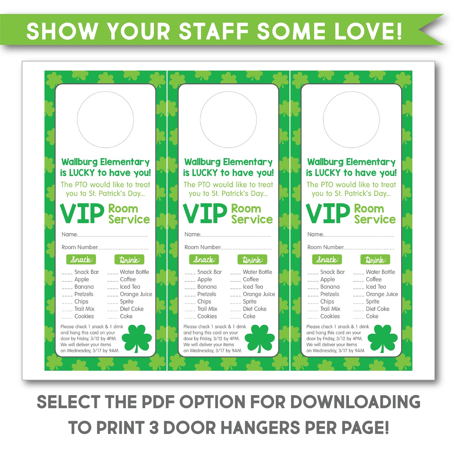 Editable St. Patrick's Day Teacher & Staff Appreciation - Etsy