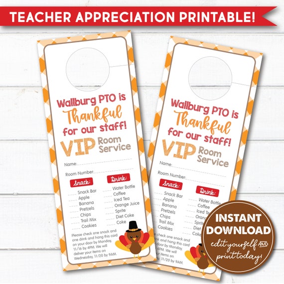 Editable Teacher & Staff Appreciation Printable Thanksgiving Room ...